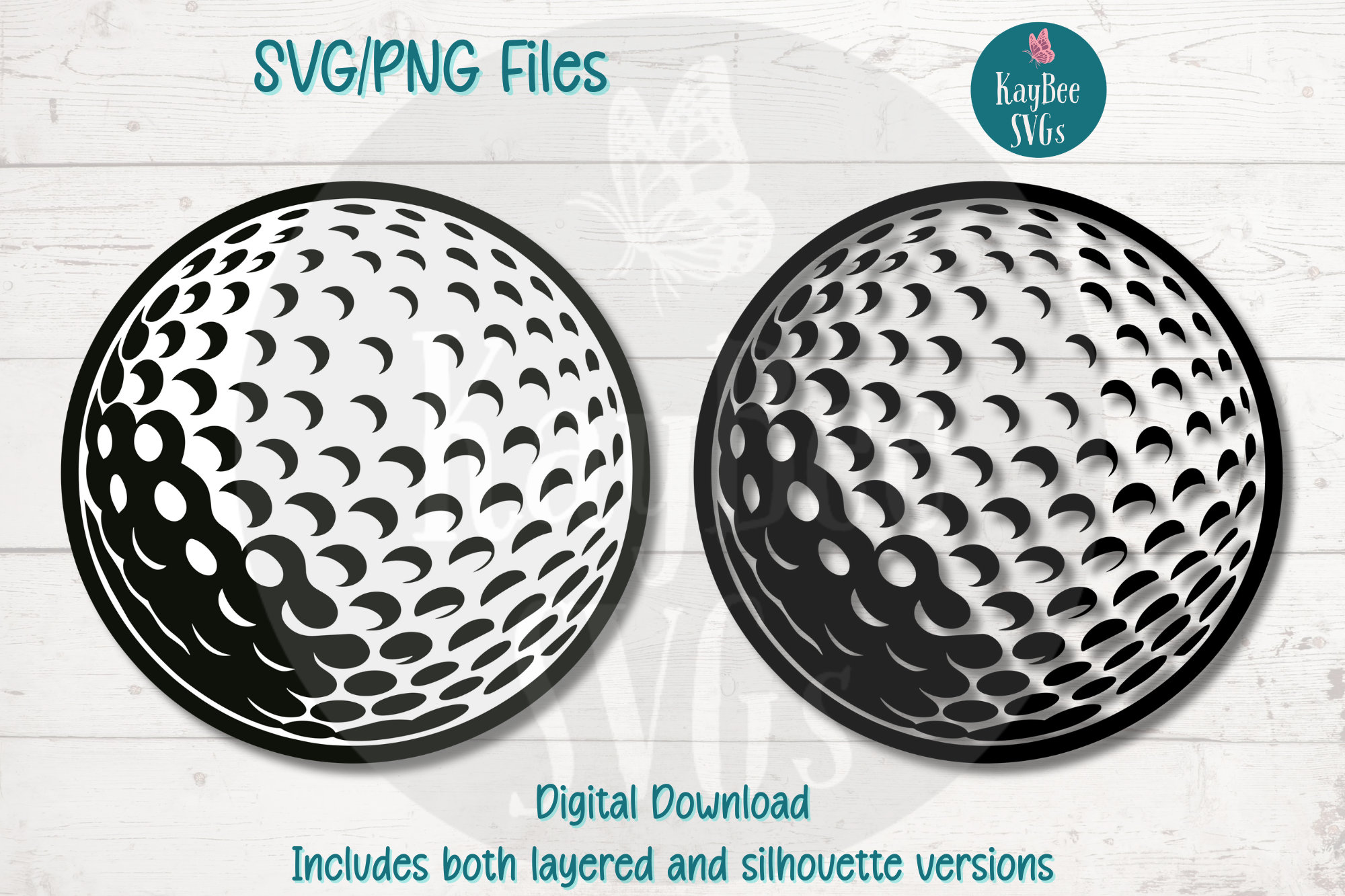 Golf Ball SVG PNG Clipart Cut Files for Cricut, Silhouette, Laser ...