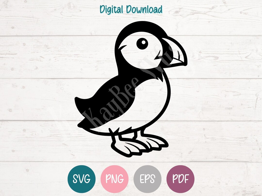 Cartoon Puffin SVG PNG Clipart Cut Files for Cricut, Silhouette, Laser ...