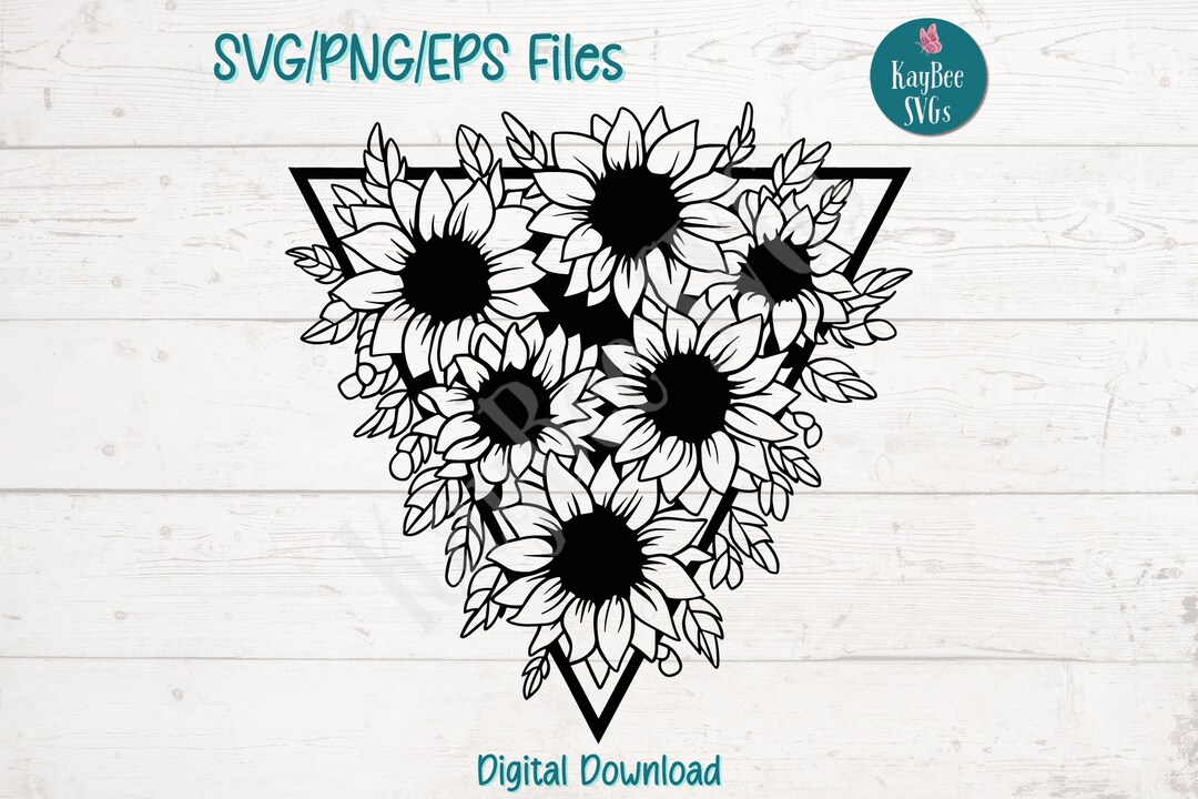 Sunflower Triangle SVG PNG EPS Cut Files for Cricut, Silhouette ...