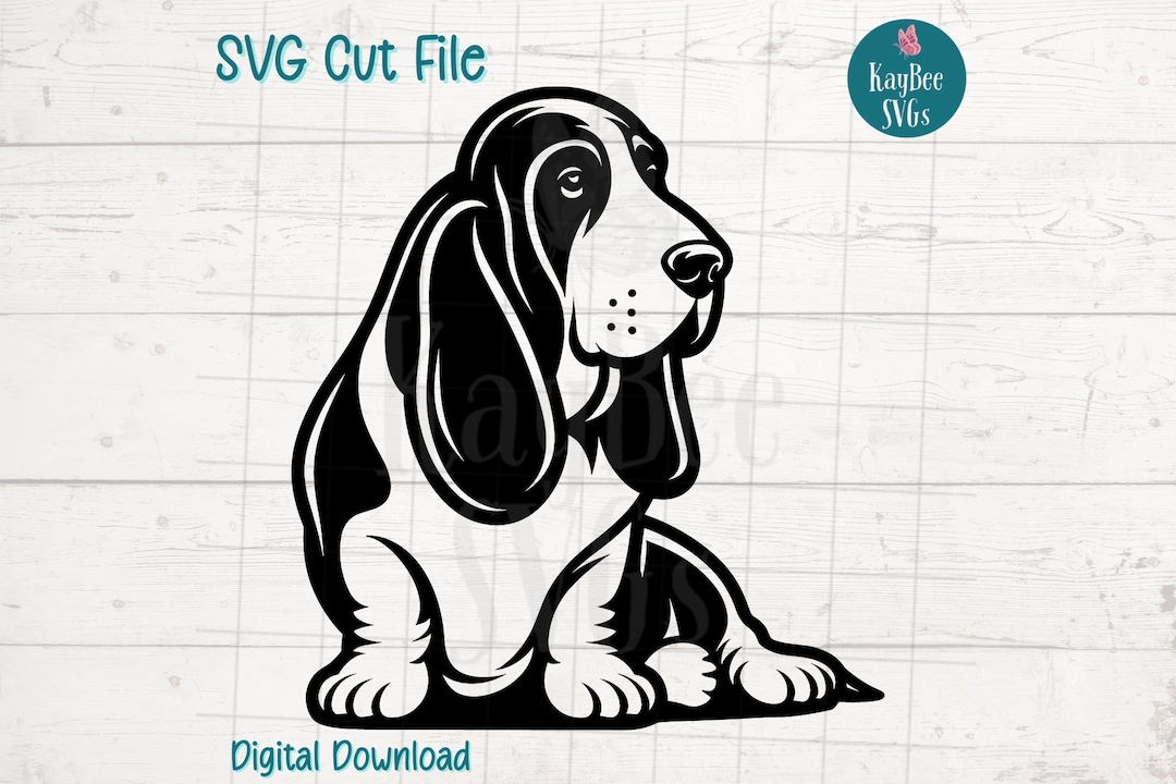 Basset Hound Dog SVG Cut File for Cricut, Silhouette, Digital Download ...