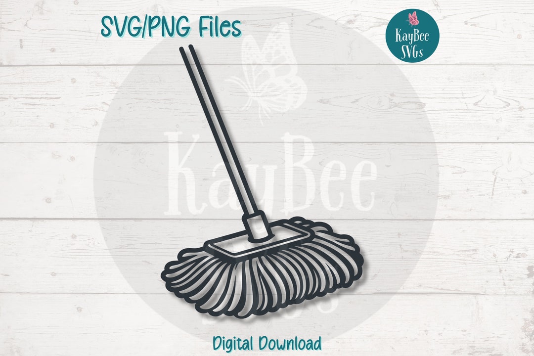 Floor Mop SVG PNG Cut Files for Cricut, Silhouette, Digital Download ...