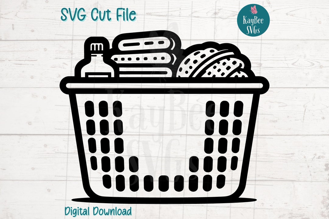 Laundry Basket SVG Digital Cut File for Cricut, Silhouette, Engraving ...