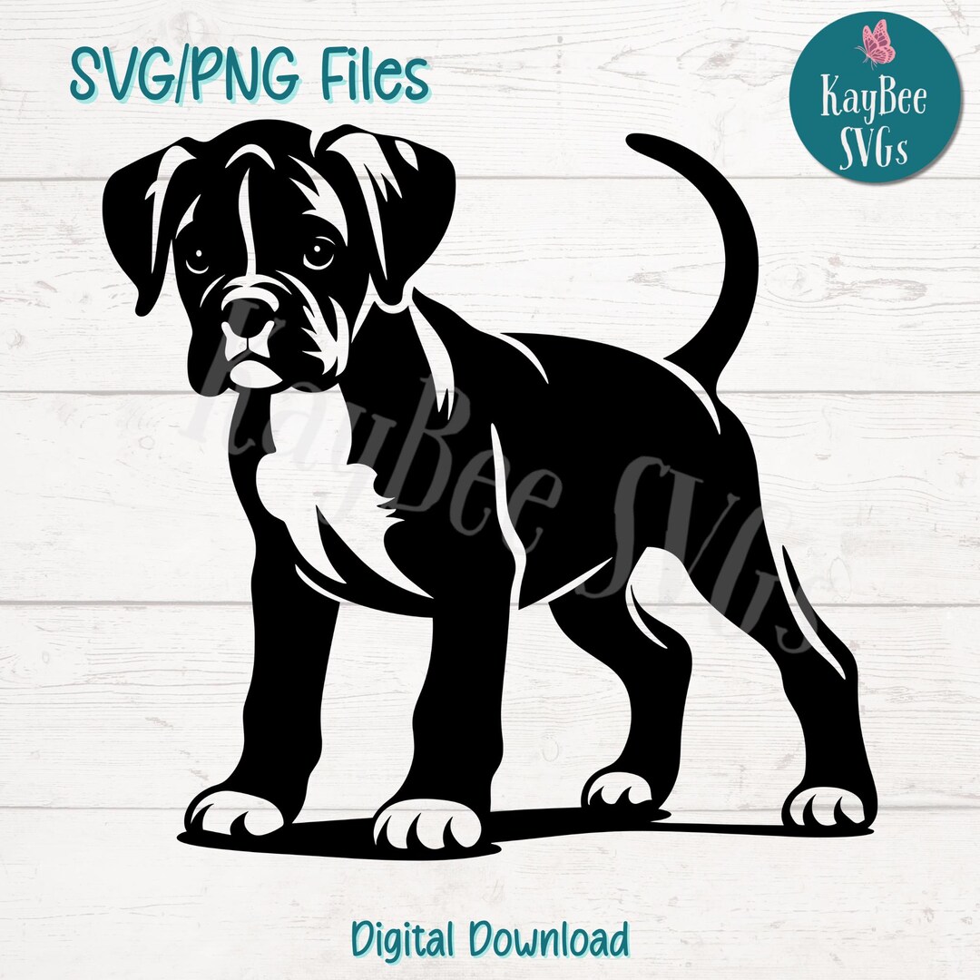 Boxer Dog Puppy SVG PNG Cut Files for Cricut, Silhouette Digital ...