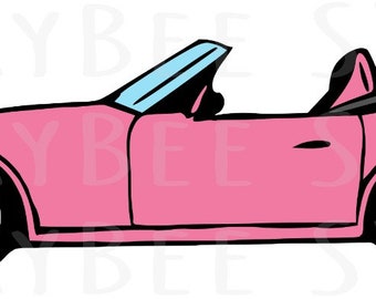 Barbi Car Convertible Corvette Palms Pink Doll Retro 80s Malibu SVG PNG ...