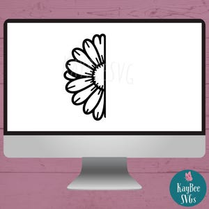 Half Daisy SVG PNG Cut Files for Cricut, Silhouette Digital Download ...