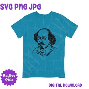 William Shakespeare Portrait SVG PNG JPG Clipart Digital Cut File ...