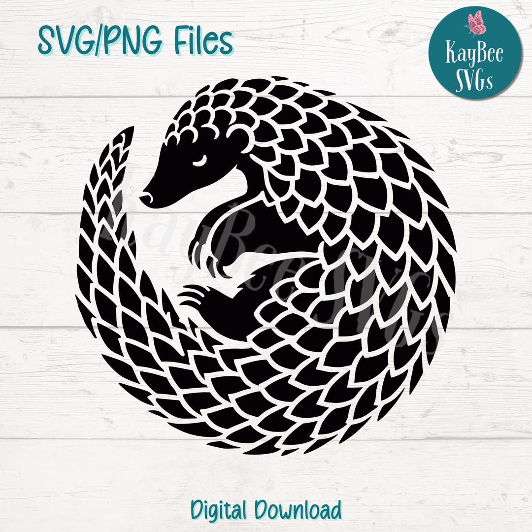 Curled up Pangolin SVG PNG Cut Files for Cricut, Silhouette Digital ...