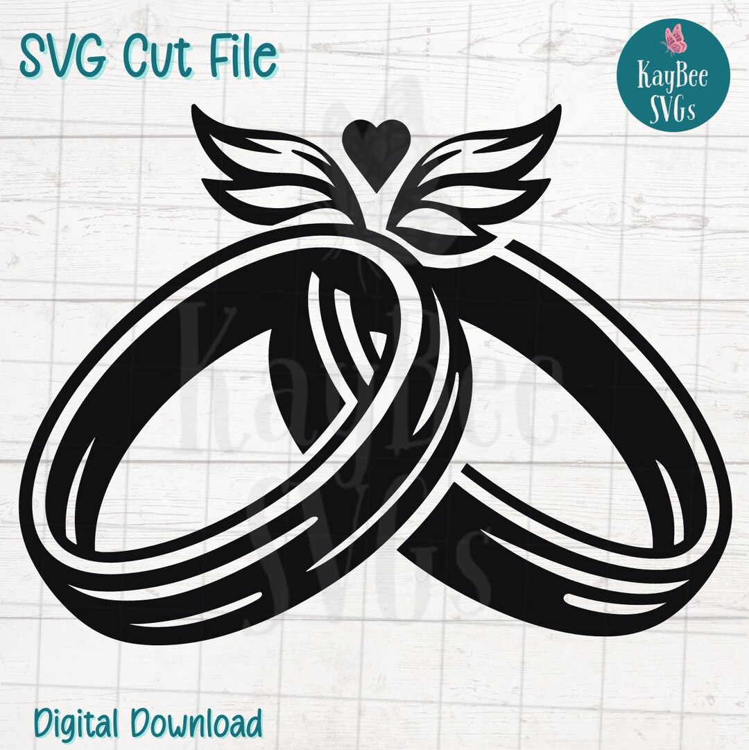 Wedding Rings SVG PNG Cut Files for Cricut, Silhouette Digital Download ...
