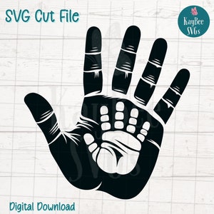 Baby Handprint SVG Cut File for Cricut, Silhouette, Digital Download ...
