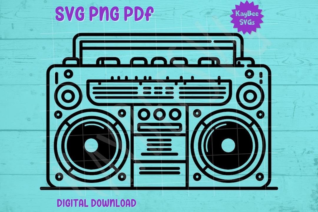 Retro Portable Stereo Cassette Player SVG PNG PDF Clipart Digital Cut ...