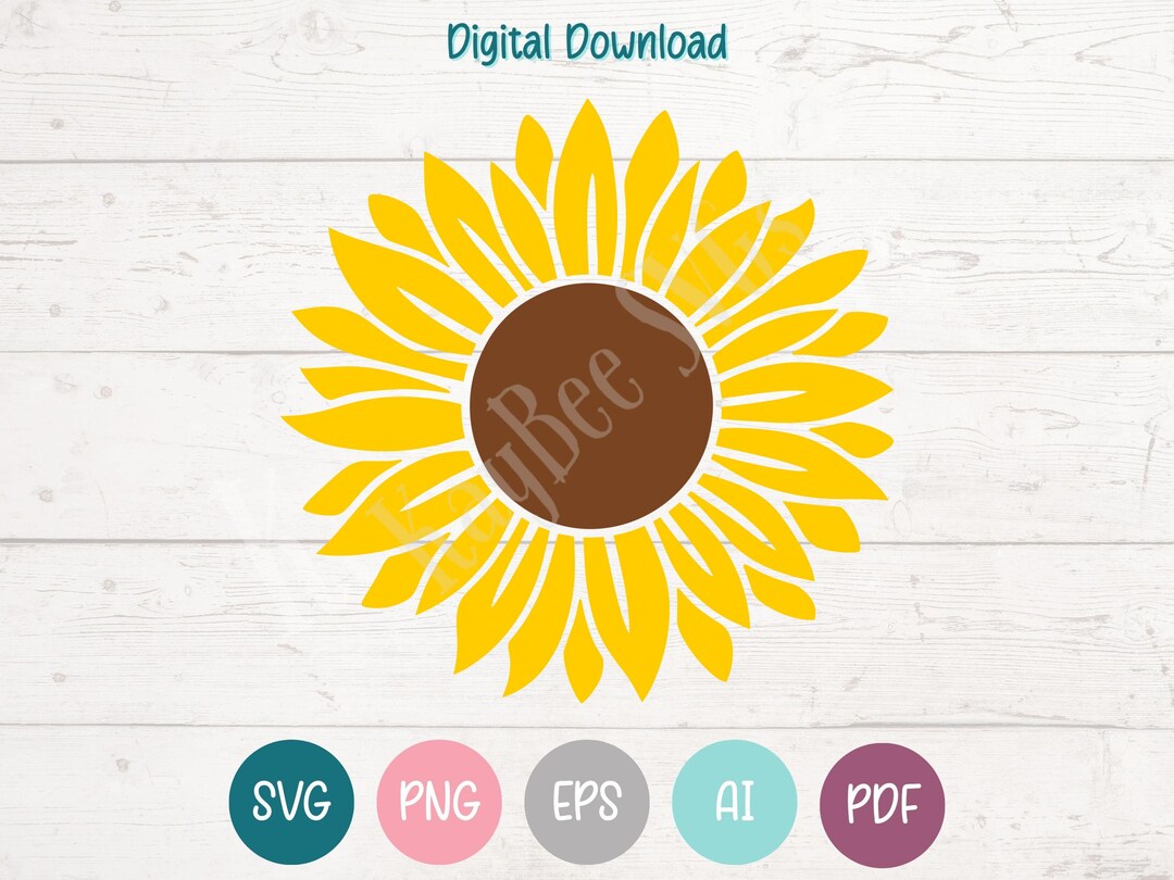 Sunflower SVG PNG Clipart Cut Files for Cricut, Silhouette, Laser ...