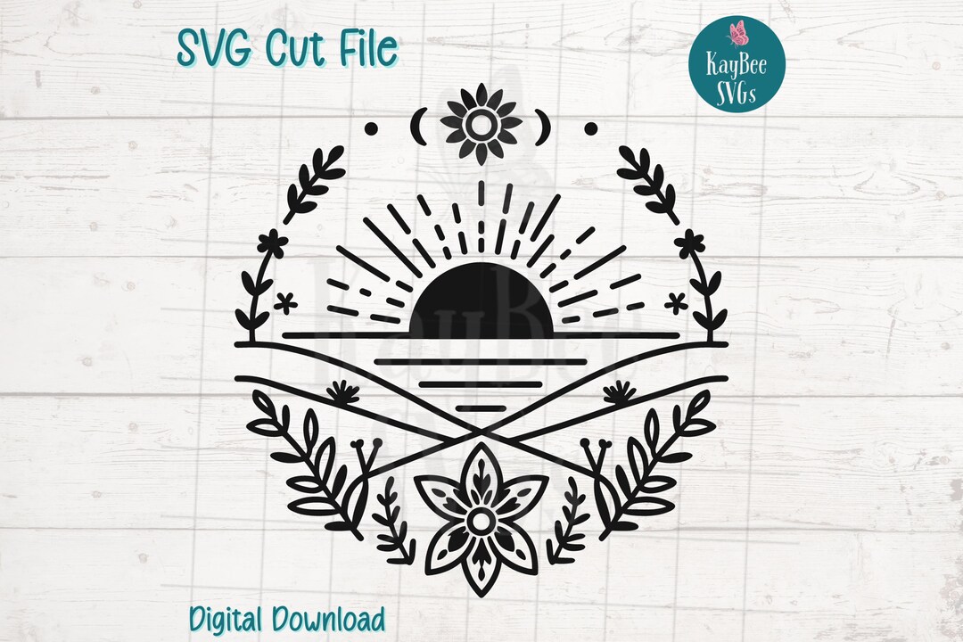 Boho Sunrise SVG PNG Retro Sun Clipart for Nature and Aesthetic Crafts ...