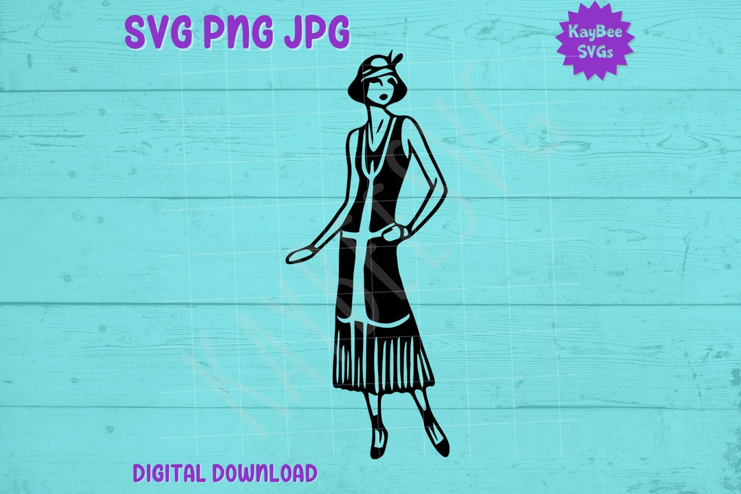 1920s Flapper Dress SVG PNG JPG Clipart Digital Cut File - Etsy