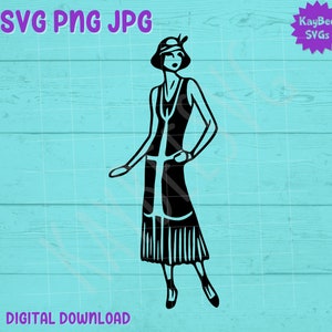 1920s Flapper Dress SVG PNG JPG Clipart Digital Cut File - Etsy
