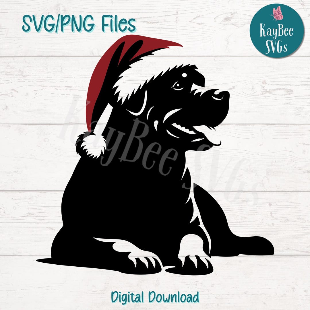 Rottweiler in Santa Hat SVG PNG Cut Files for Cricut, Silhouette ...