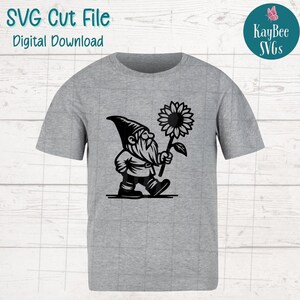 Gnome With Sunflower SVG PNG Cut Files for Cricut, Silhouette Digital ...
