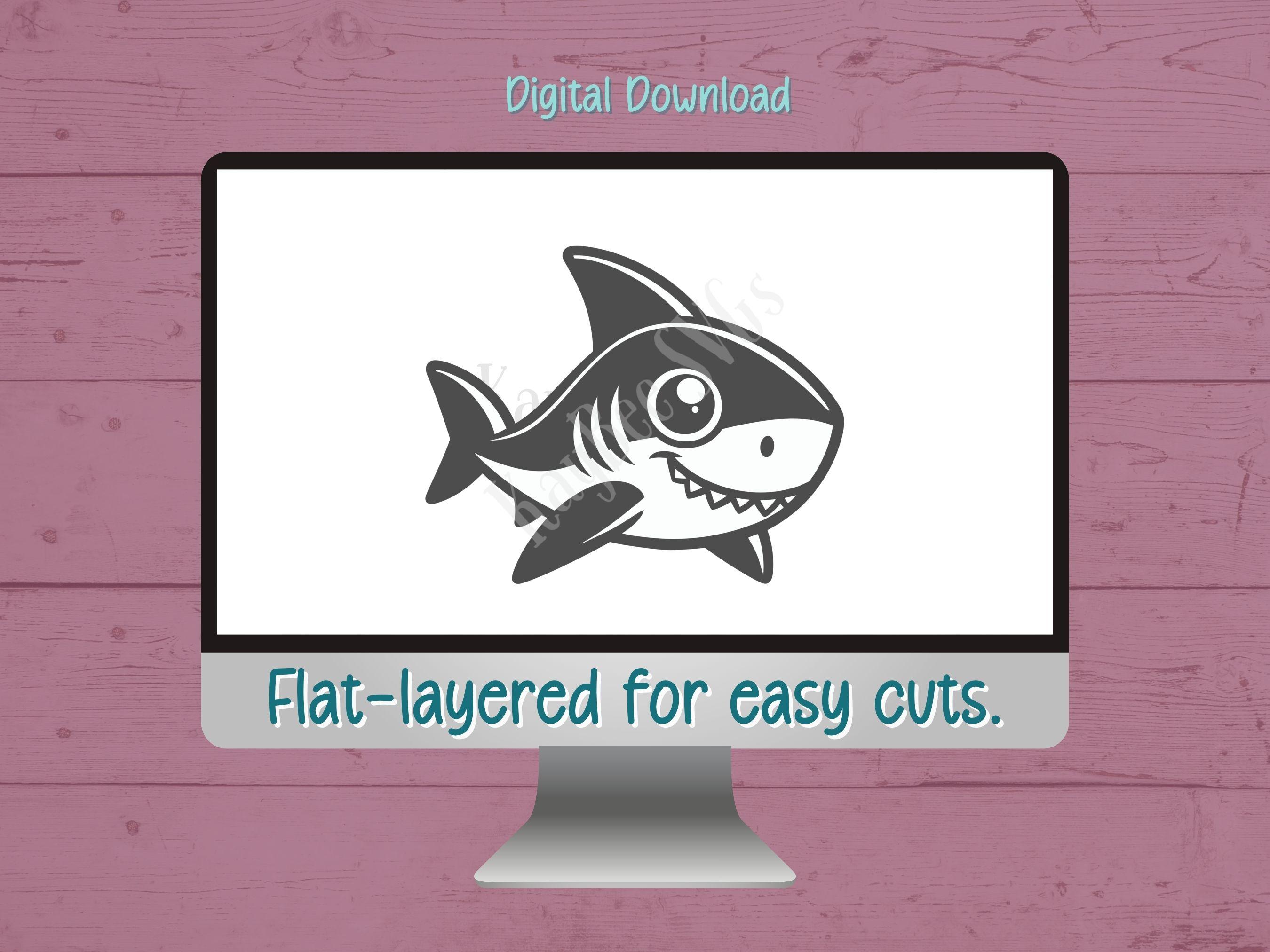 Cartoon Shark SVG PNG Clipart Cut Files for Cricut, Silhouette, Laser ...