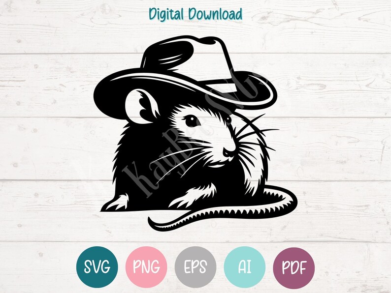 Cowboy Rat SVG PNG Clipart Cut Files for Cricut, Silhouette, Laser ...