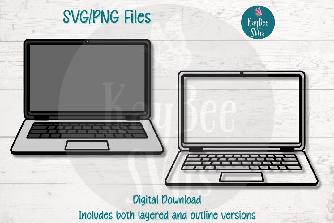 Laptop Computer SVG | PNG Cut Files for Cricut, Silhouette, Digital ...