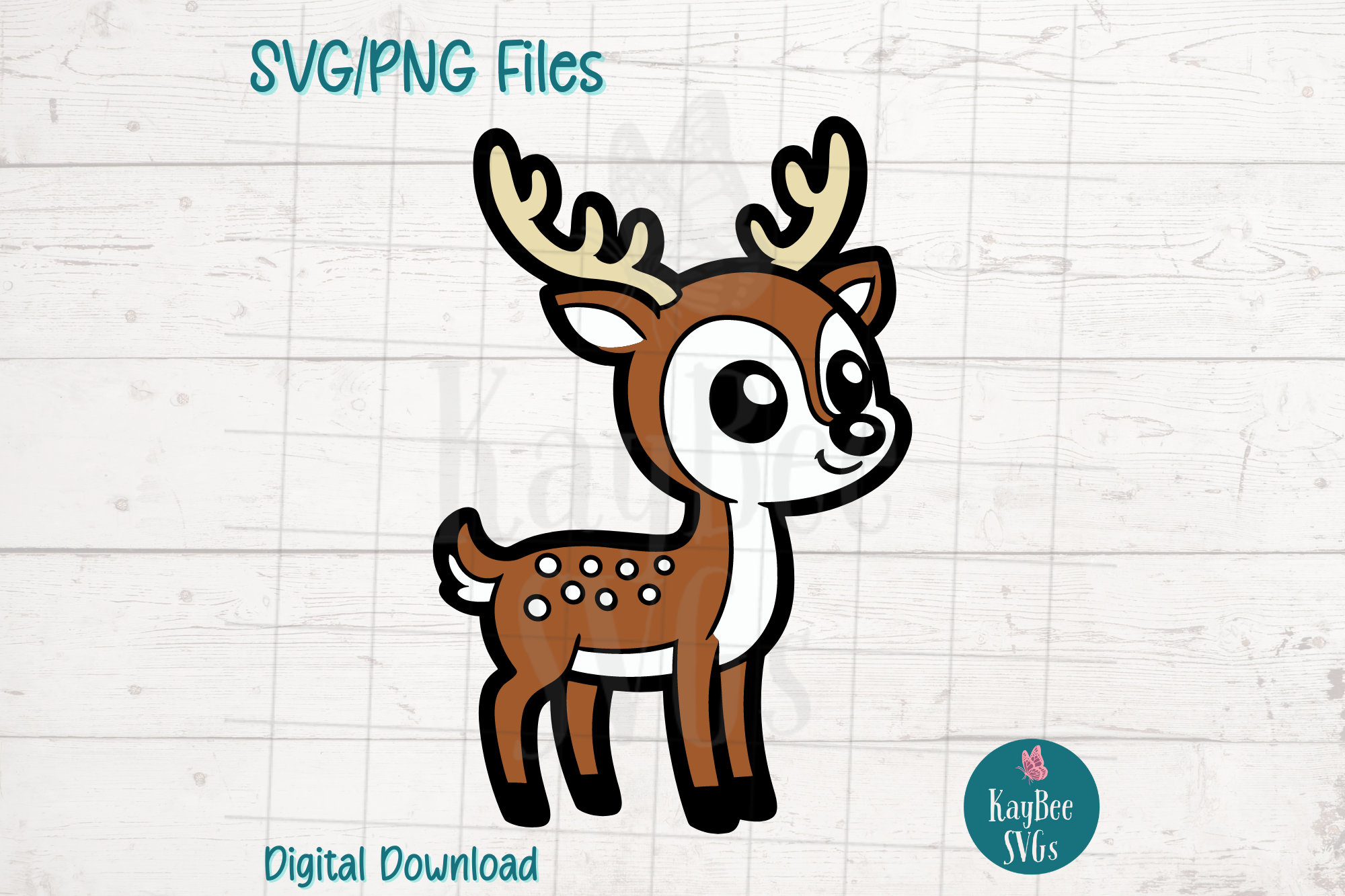 Cartoon Deer SVG PNG Clipart Cut Files for Cricut, Silhouette, Laser ...