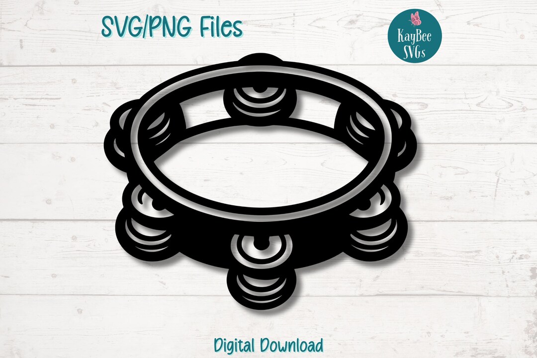 Tambourine SVG PNG Cut Files for Cricut, Silhouette Digital Download ...