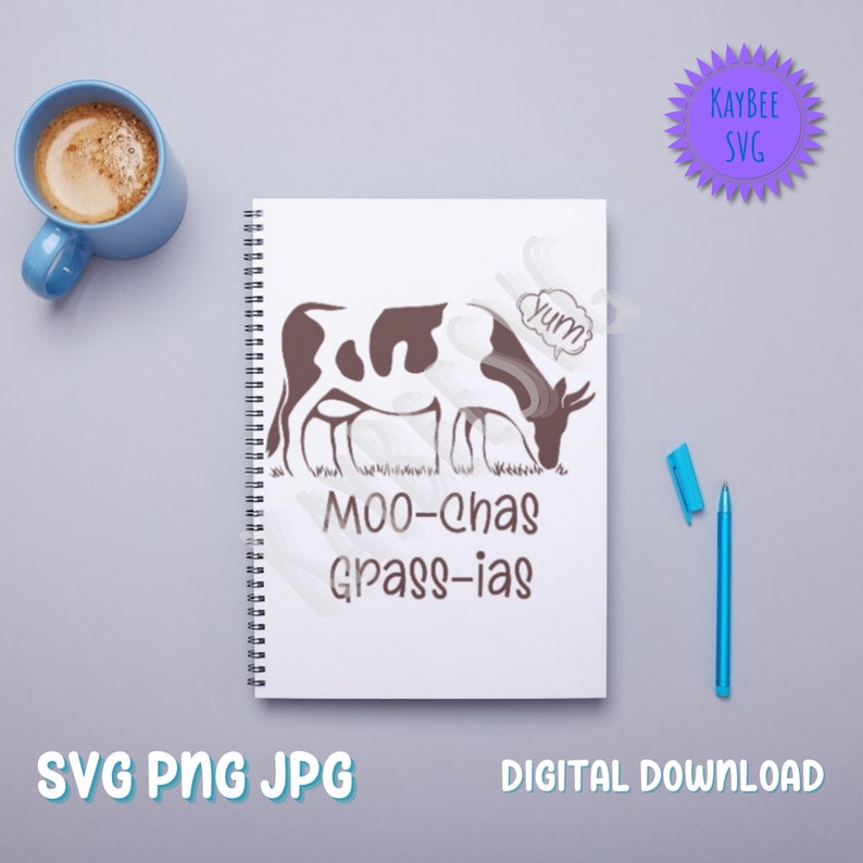 Moo-chas Grass-ias Funny Cow SVG PNG Clipart Digital Cut File - Etsy