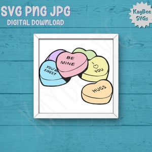 Valentine's Day Conversation Hearts SVG PNG JPG Clipart Digital Cut ...