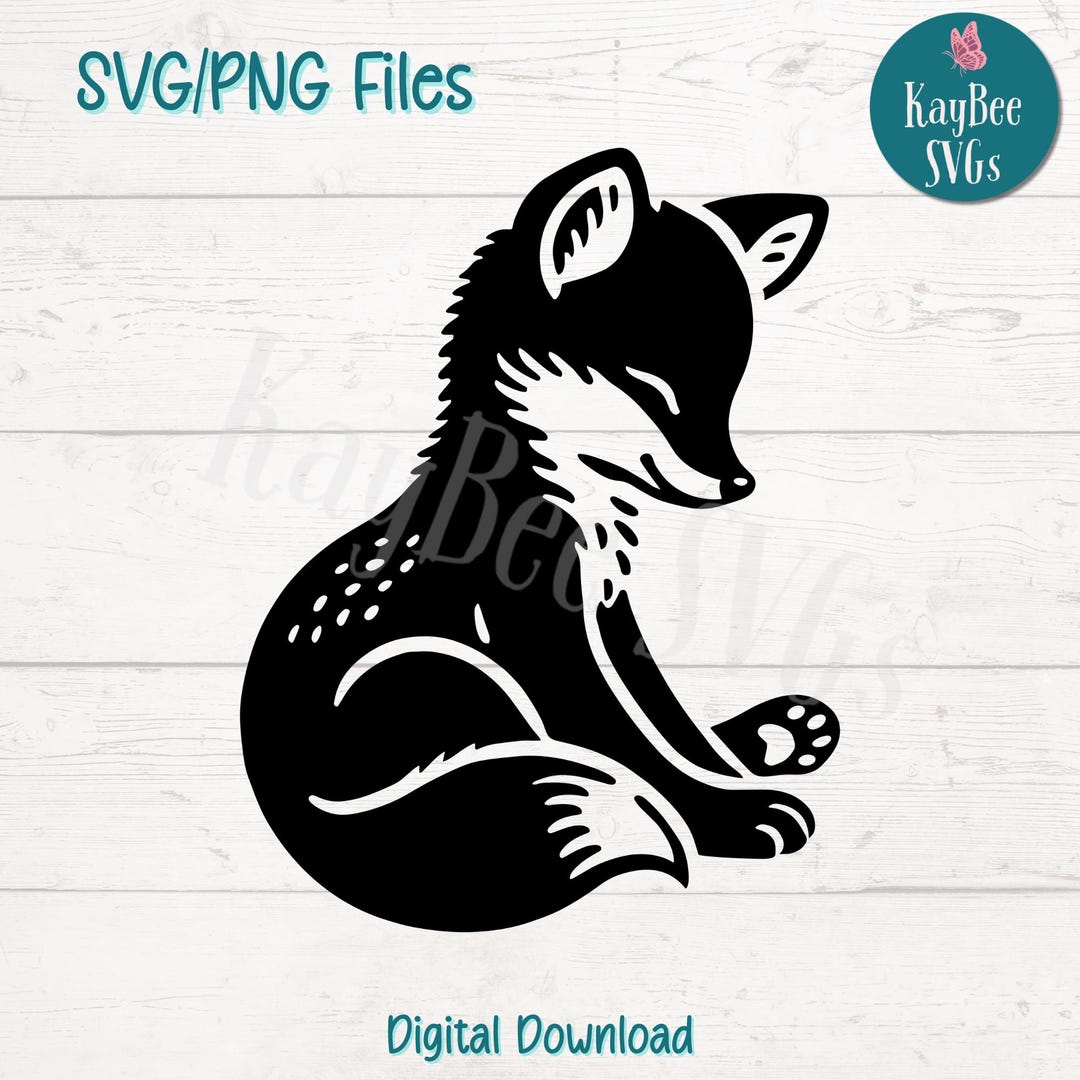 Baby Fox SVG PNG Cut Files for Cricut, Silhouette Digital Download ...