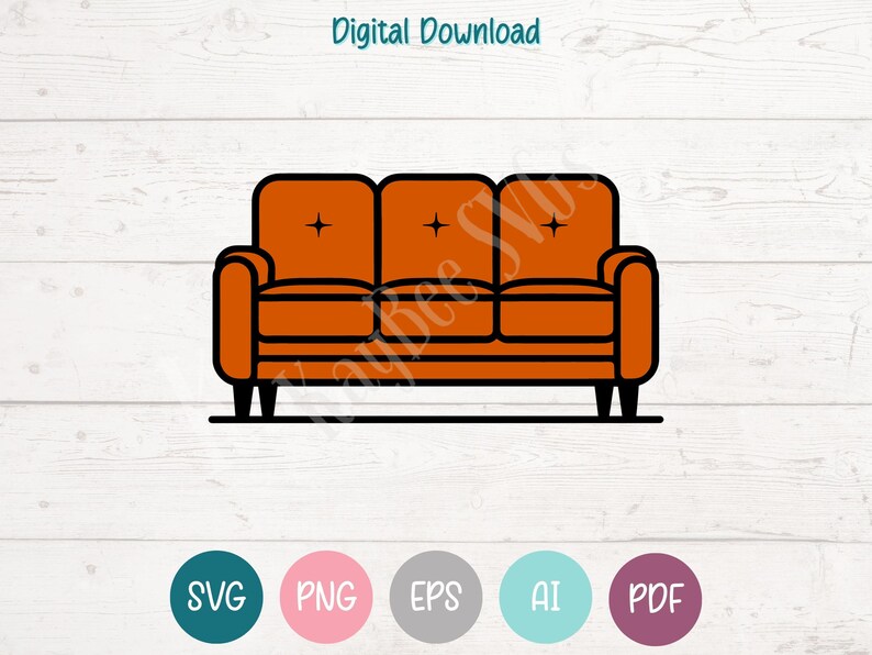 Orange Couch SVG PNG Clipart Cut Files for Cricut, Silhouette, Laser ...