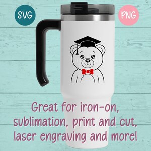 Bear in Graduation Cap SVG PNG Cut File for Cricut, Silhouette ...
