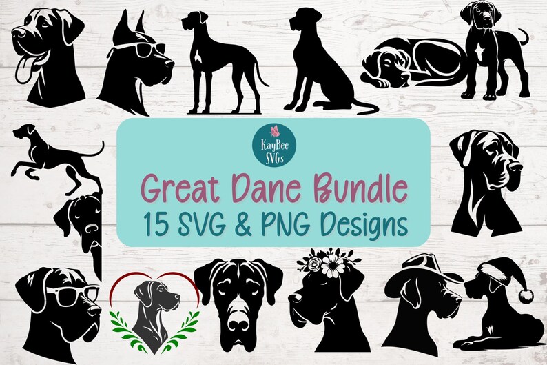 Great Dane SVG PNG Bundle Clipart Cut Files for Cricut, Silhouette ...