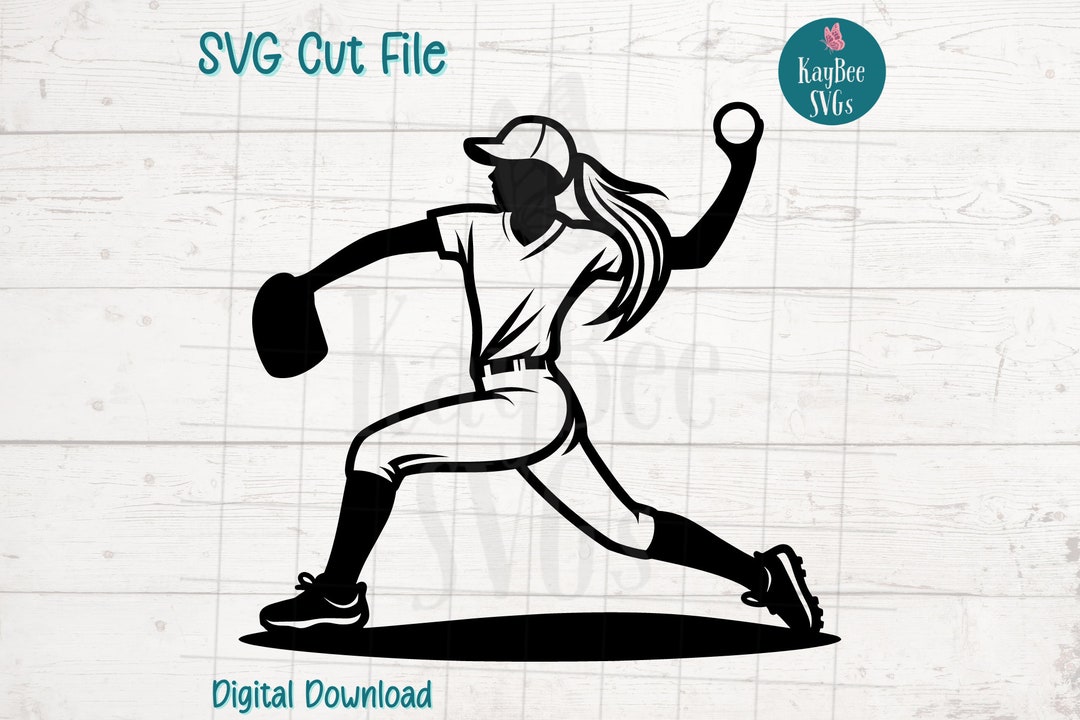 Softball Pitcher SVG Cut File for Cricut, Silhouette, Digital Download ...