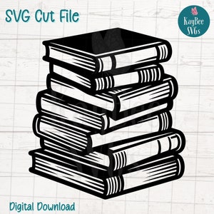 Stack of Vintage Books SVG Cut File for Cricut, Silhouette, Digital ...