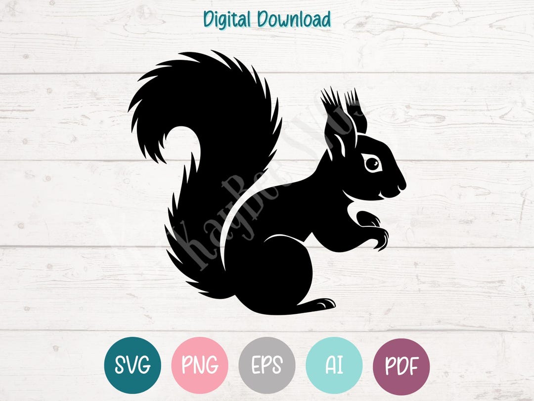 Squirrel SVG PNG Clipart Cut Files for Cricut, Silhouette, Laser ...