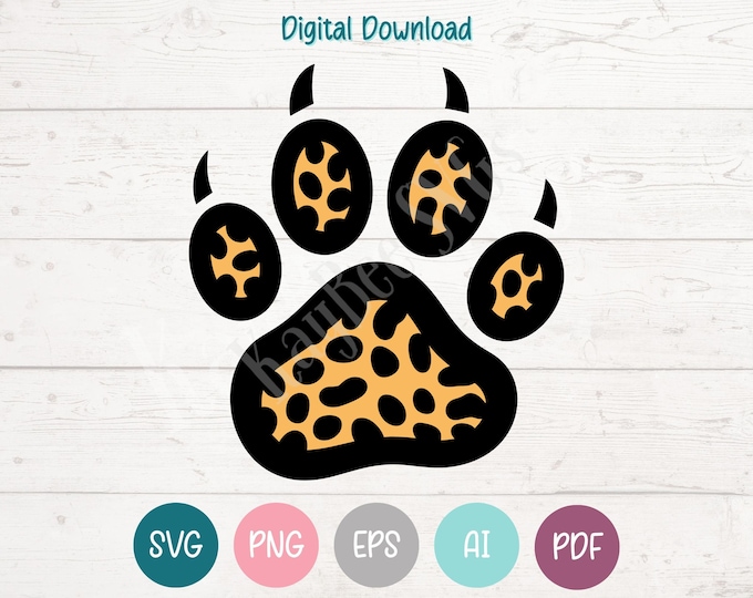 Cheetah Paw SVG Digital Download Leopard Print Paw Print Animal Love ...