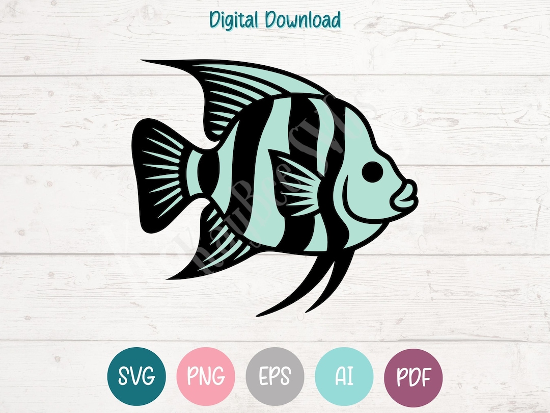 Angelfish SVG PNG Clipart Cut Files for Cricut, Silhouette, Laser ...