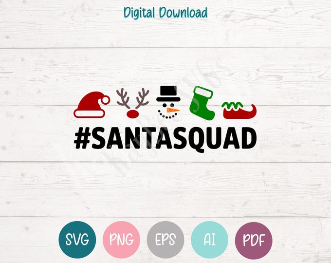 Santa Squad Svg, Christmas Svg, Kids Christmas Svg, Elf, Santa Hat Svg ...