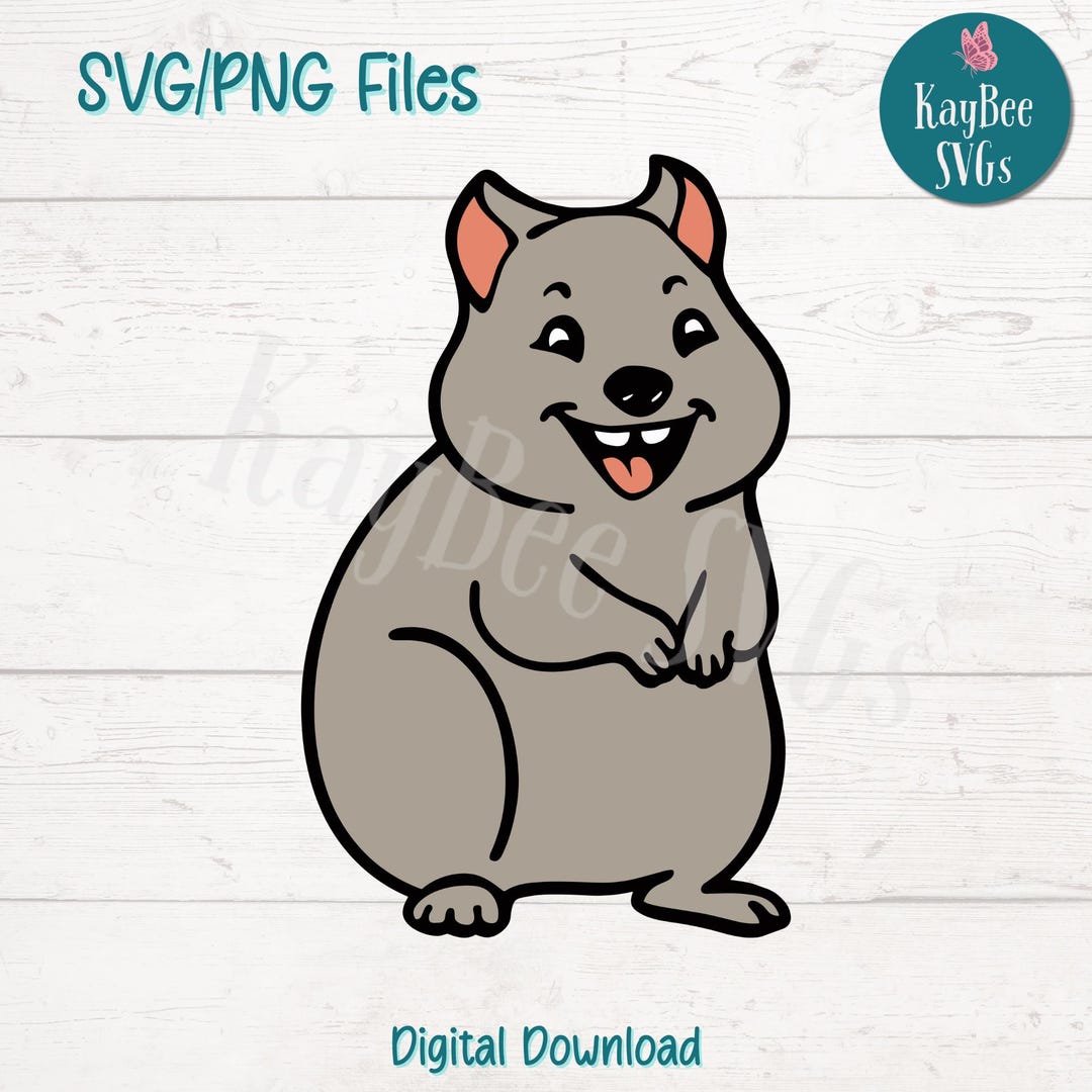 Quokka SVG PNG Smiling Cartoon Marsupial for Cute Australian Animal ...