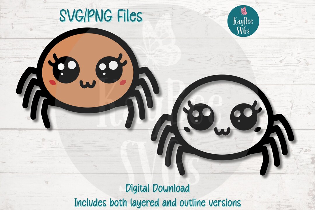 Cute Spider SVG PNG Cut Files for Cricut, Digital Download, Laser ...