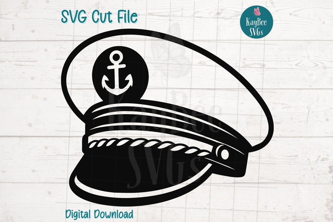 Captain's Hat Cap SVG Cut File for Cricut, Silhouette, Digital Download ...