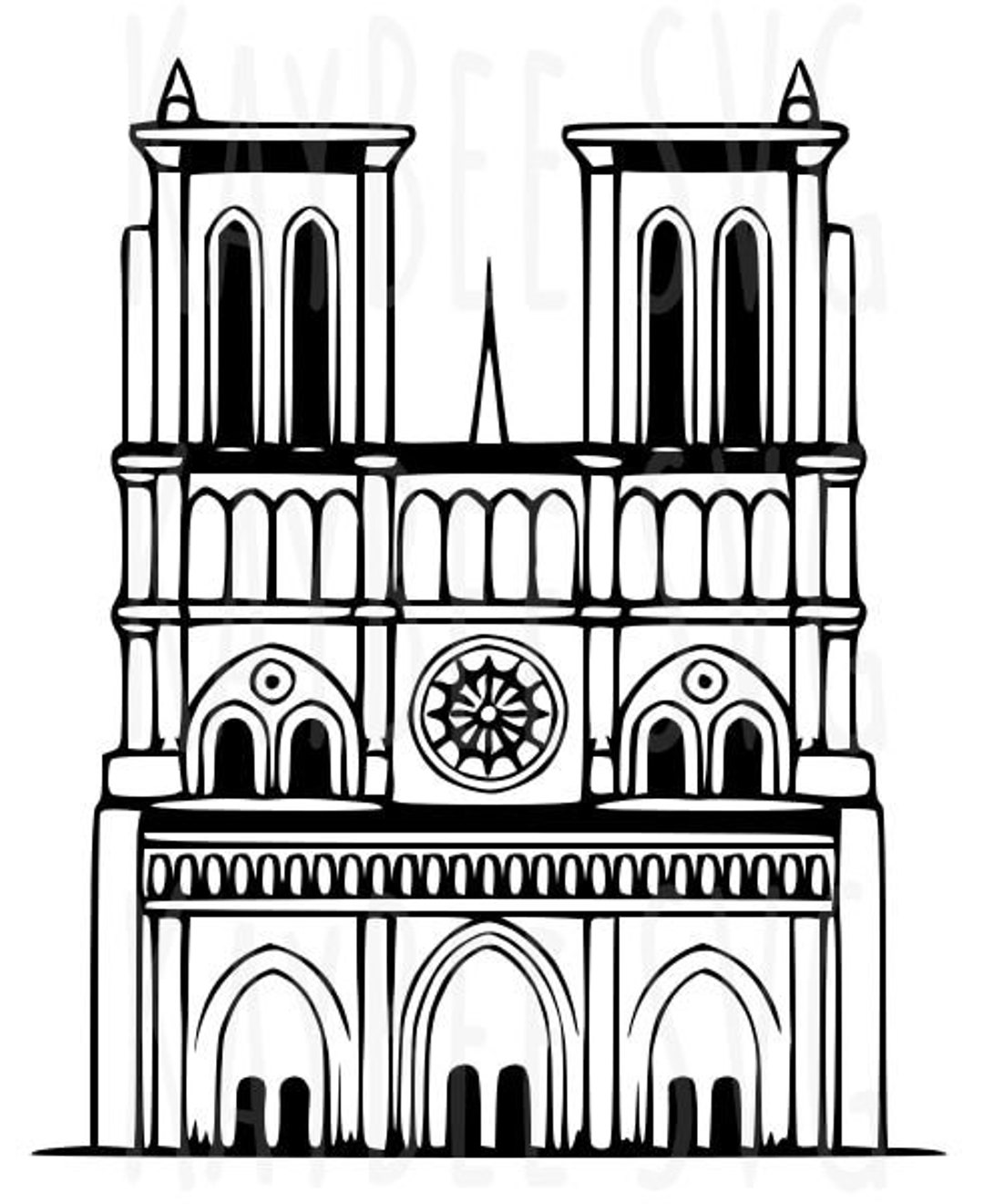 Notre Dame Cathedral SVG PNG JPG Clipart Digital Cut File Download for ...