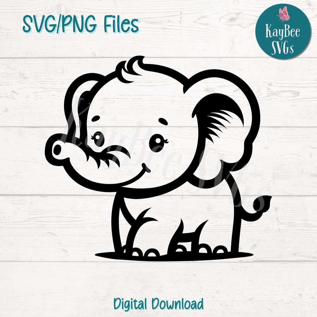 Baby Elephant SVG PNG Cut Files for Cricut, Silhouette Digital Download ...