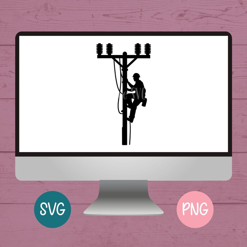 Utility Lineman SVG PNG Clipart Cut Files for Cricut, Silhouette, Laser ...