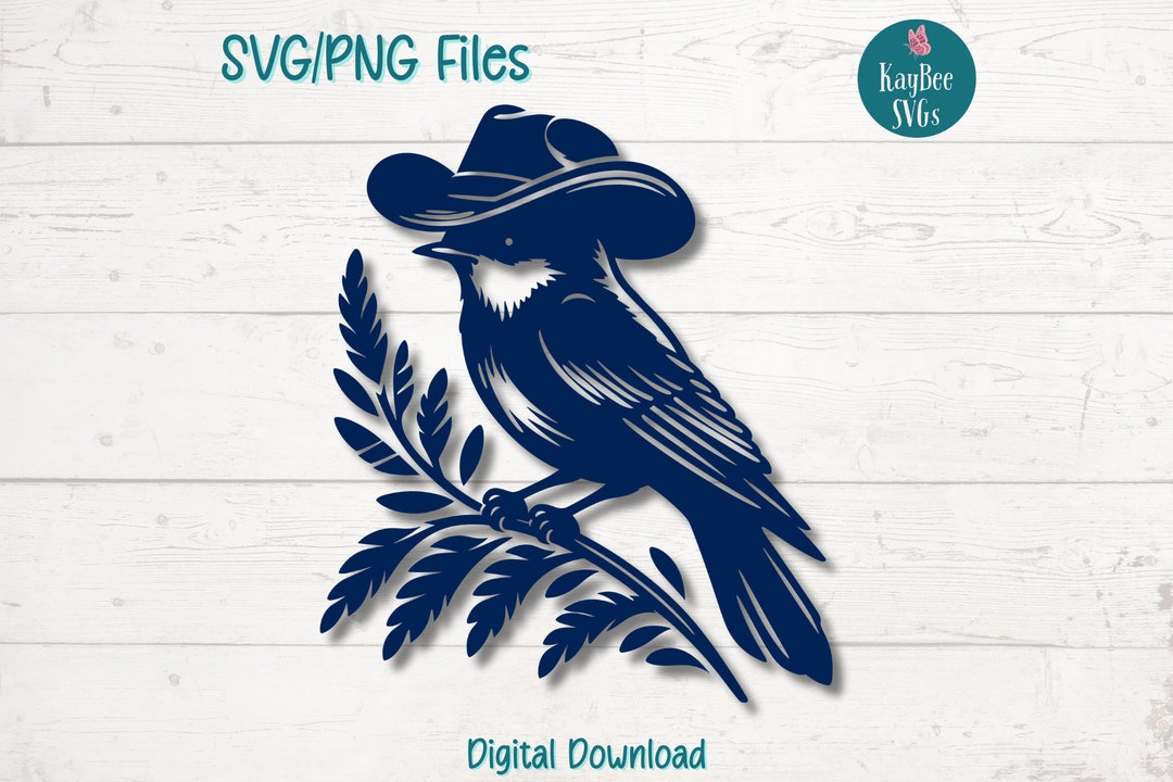 Cowboy Bluebird SVG PNG Cut Files for Cricut, Silhouette, Digital ...