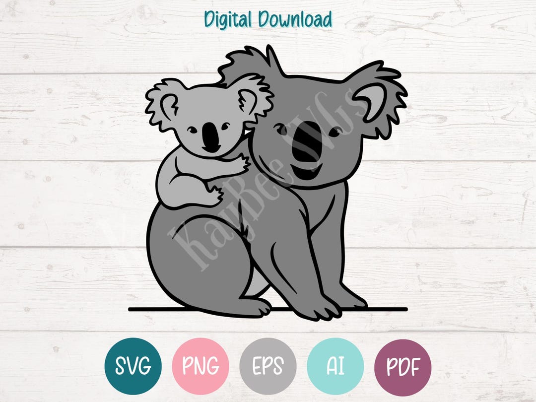 Koala With Joey SVG: Clipart Cut Files (digital Download, Commercial ...