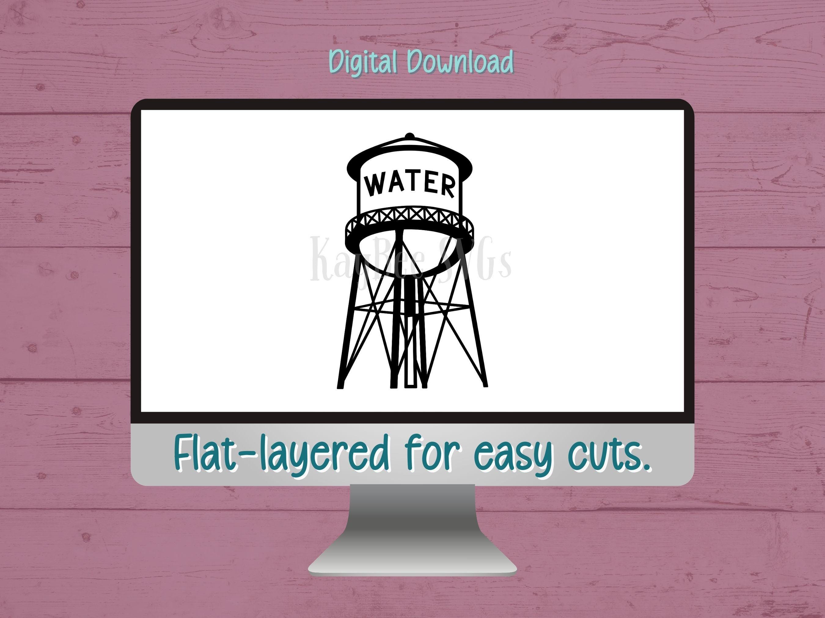 Water Tower SVG PNG Clipart Cut Files for Cricut, Silhouette, Laser ...