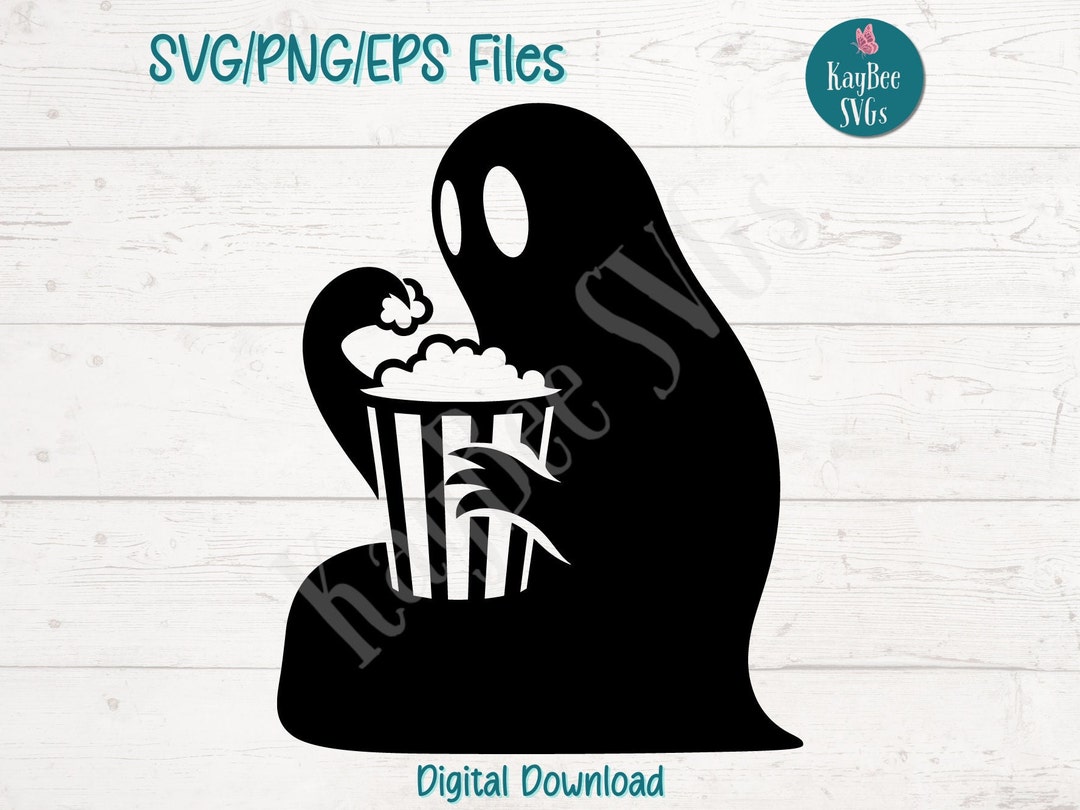 Ghost Eating Popcorn SVG | Cricut & Silhouette Cut Files (digital ...