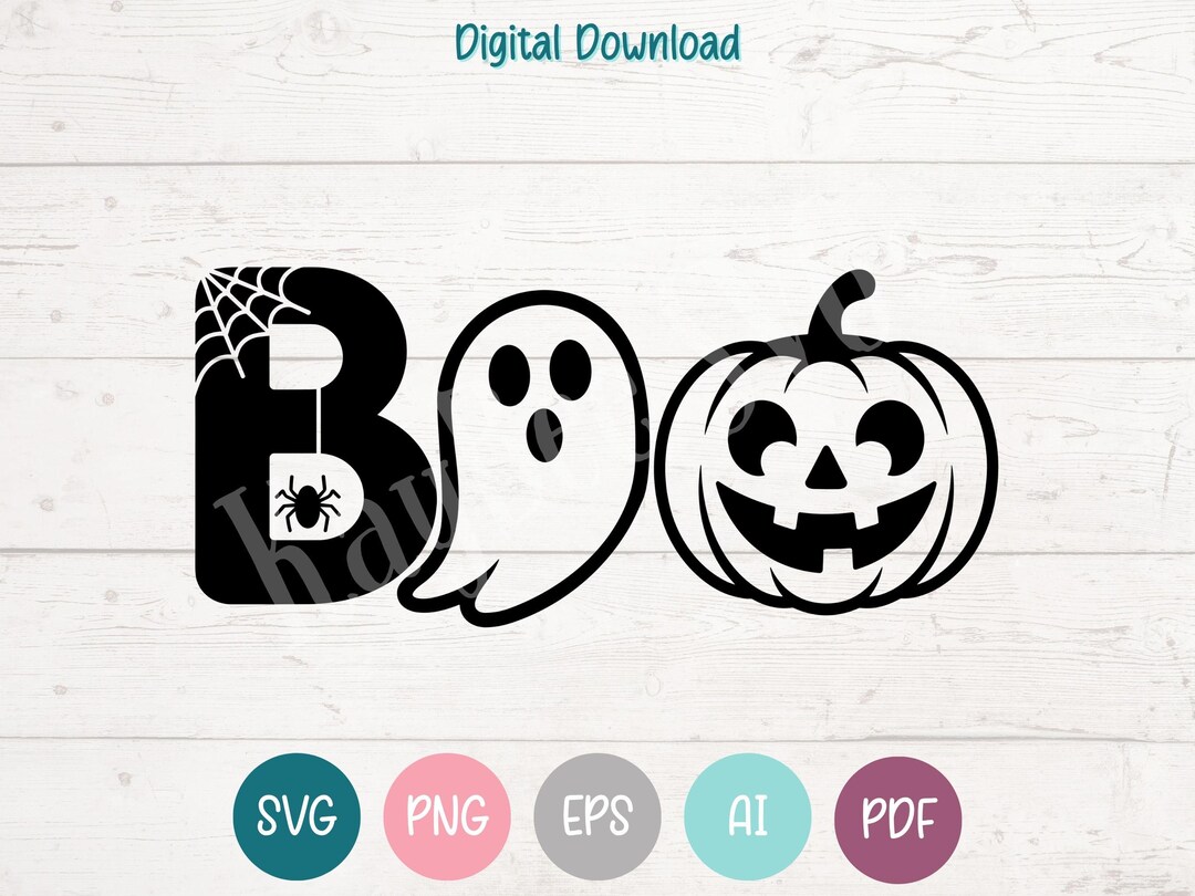 Boo Pumpkin SVG PNG Clipart Cut Files for Cricut, Silhouette, Laser ...