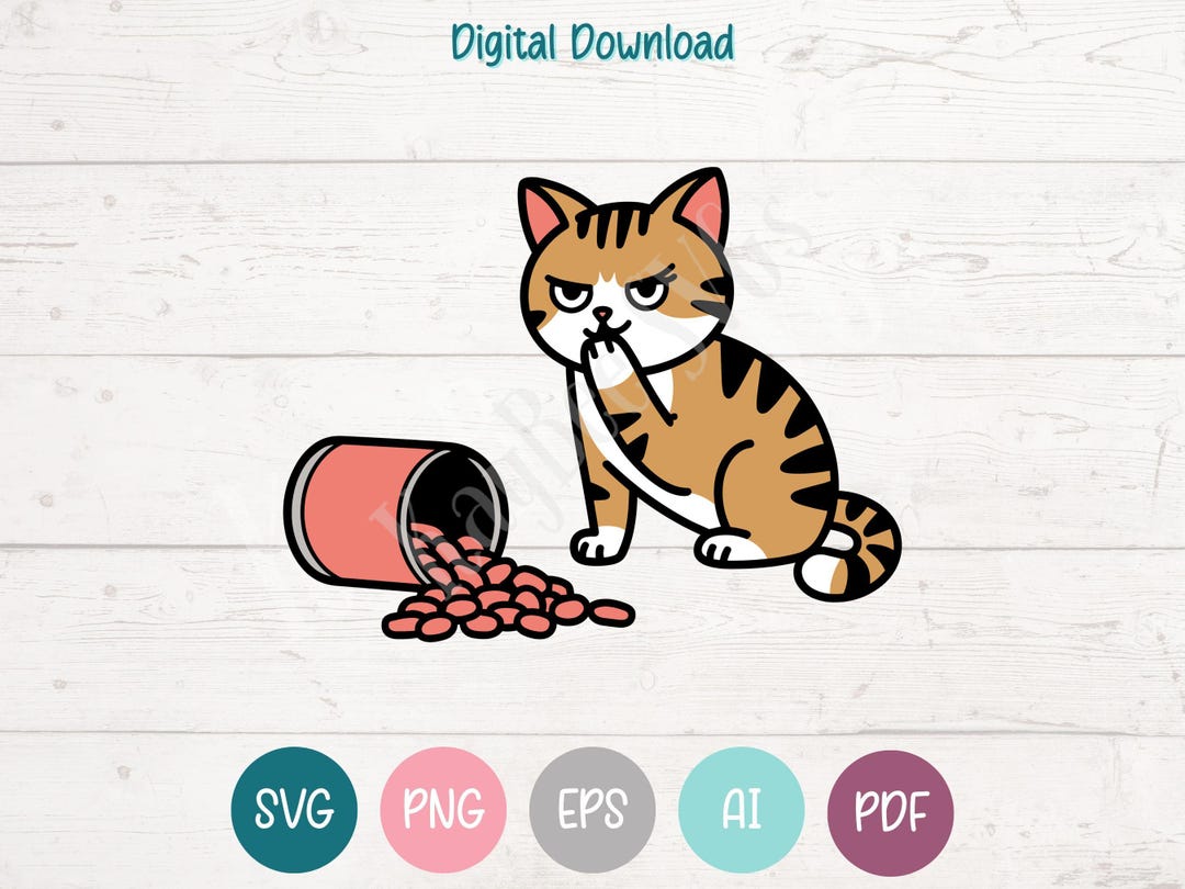 Cat Spilling Beans SVG Clipart: Cricut & Silhouette Cut Files (digital ...