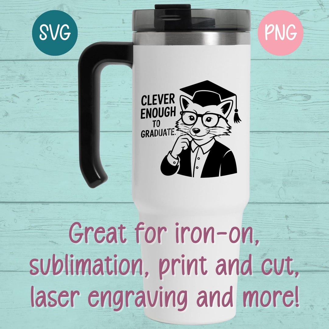 Fox Graduation SVG PNG Cut File for Cricut, Silhouette, Sublimation ...